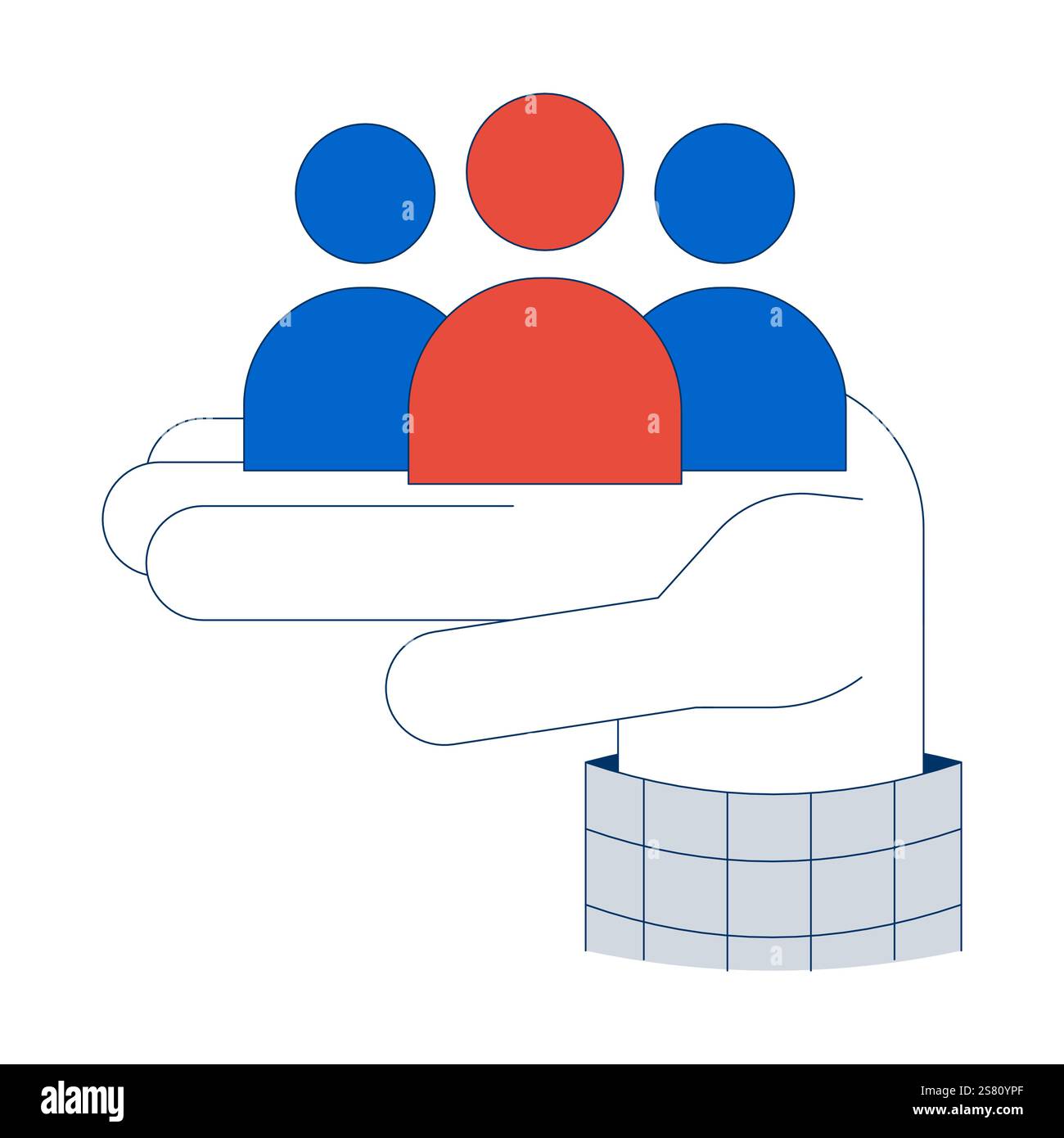 Hand holding three symbolic human figures cartoon illustration Stock ...