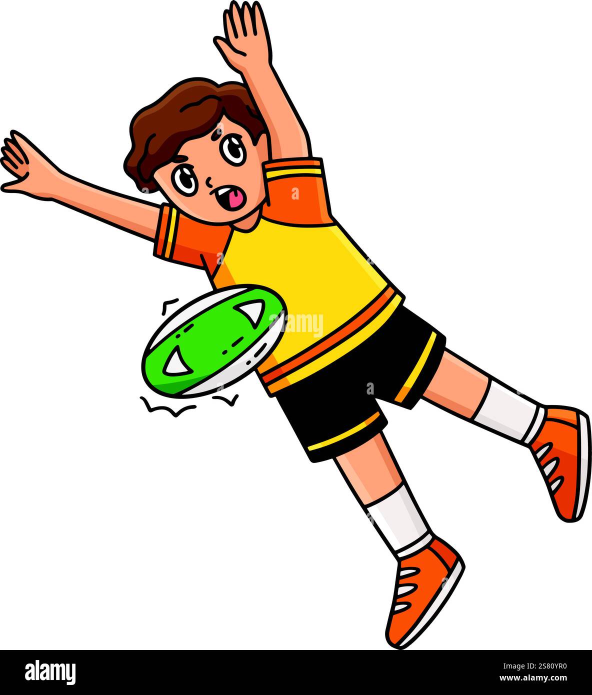 Rugby Player Charging Down Ball Cartoon Clipart Stock Vector Image ...