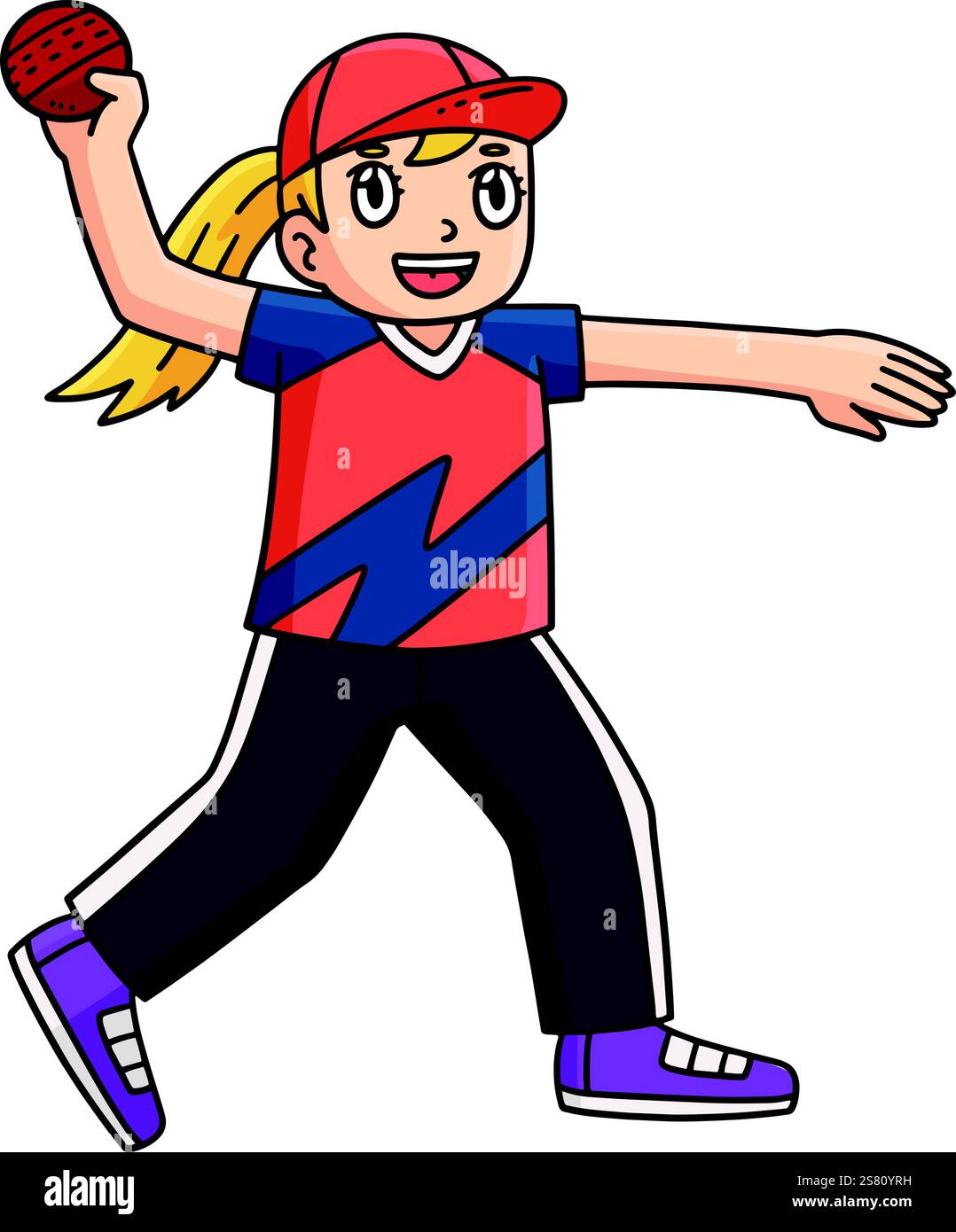 Cricket Female Bowler Ready to Throw Ball Clipart Stock Vector Image ...