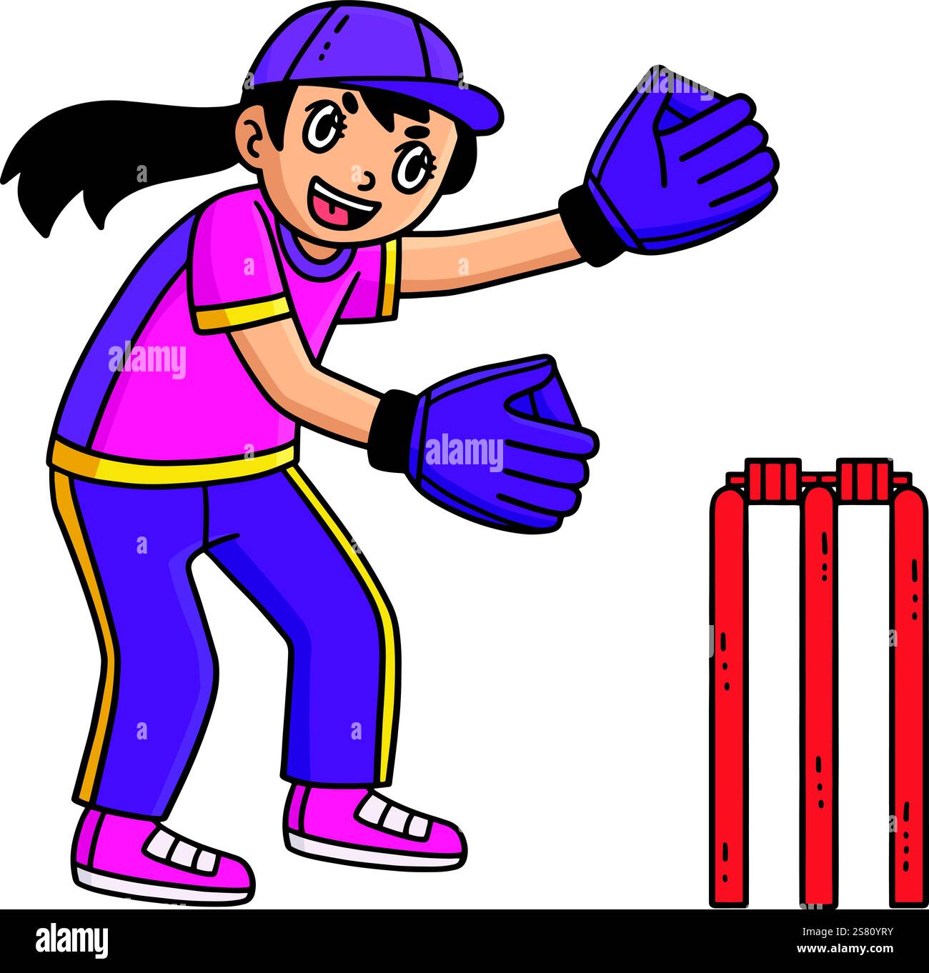 Cricket Female Wicketkeeper Catching Clipart Stock Vector Image & Art ...