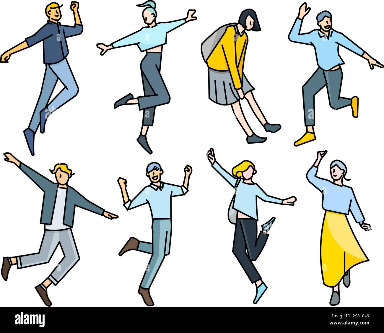 Vector Icon Set Line Drawing Illustration Vector Icon Set - Various People - Various Movements ...