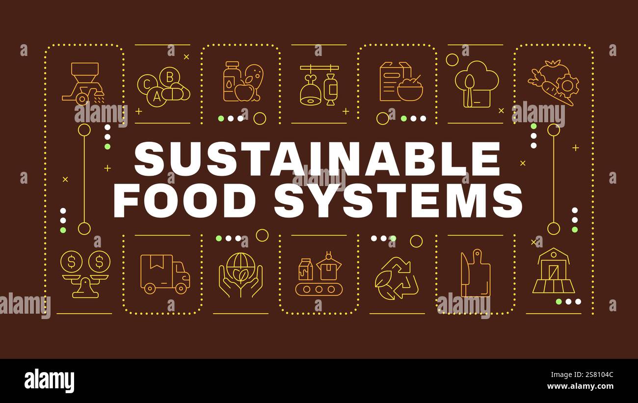 Sustainable food systems brown word concept Stock Vector Image & Art ...