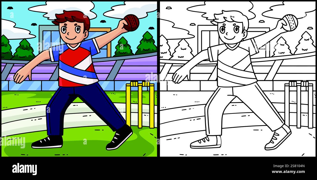 Cricket Bowler Ready to Throw Ball Illustration Stock Vector Image ...