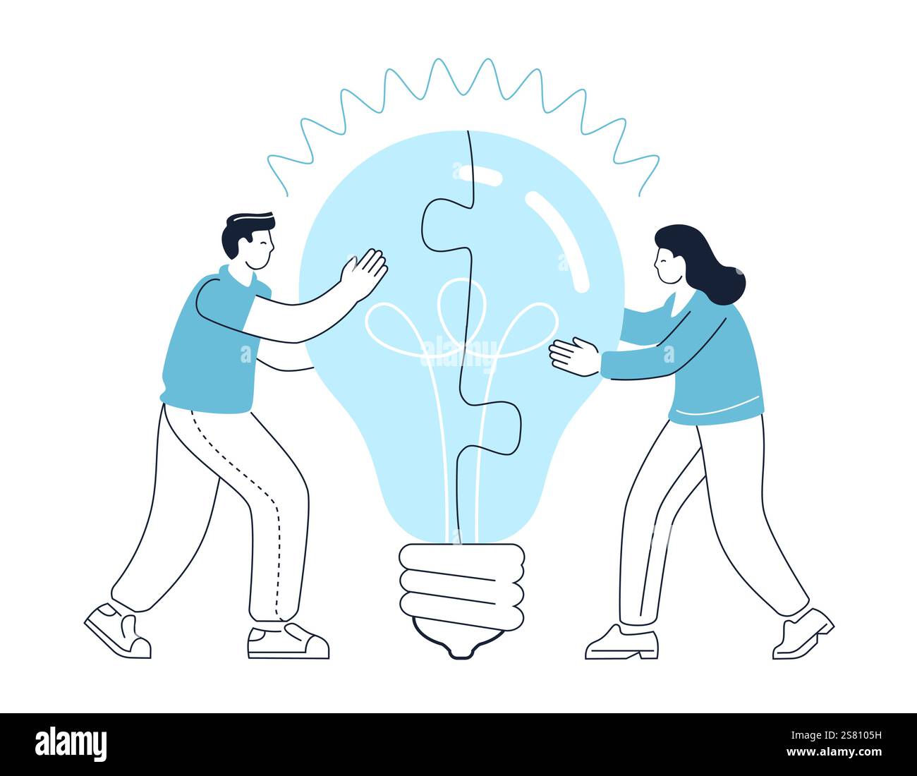 Business creativity and teamwork. Light bulb idea. Cooperation, working ...