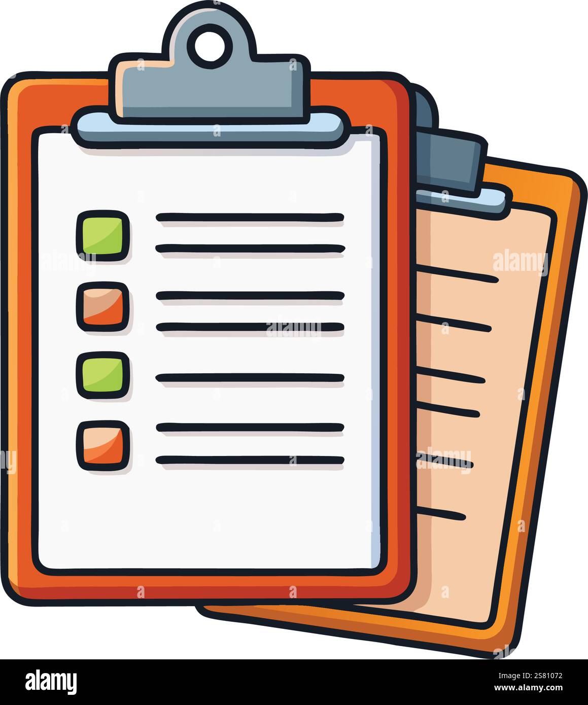 Set of clipboards with check lists in flat line style, illustrating task management ...