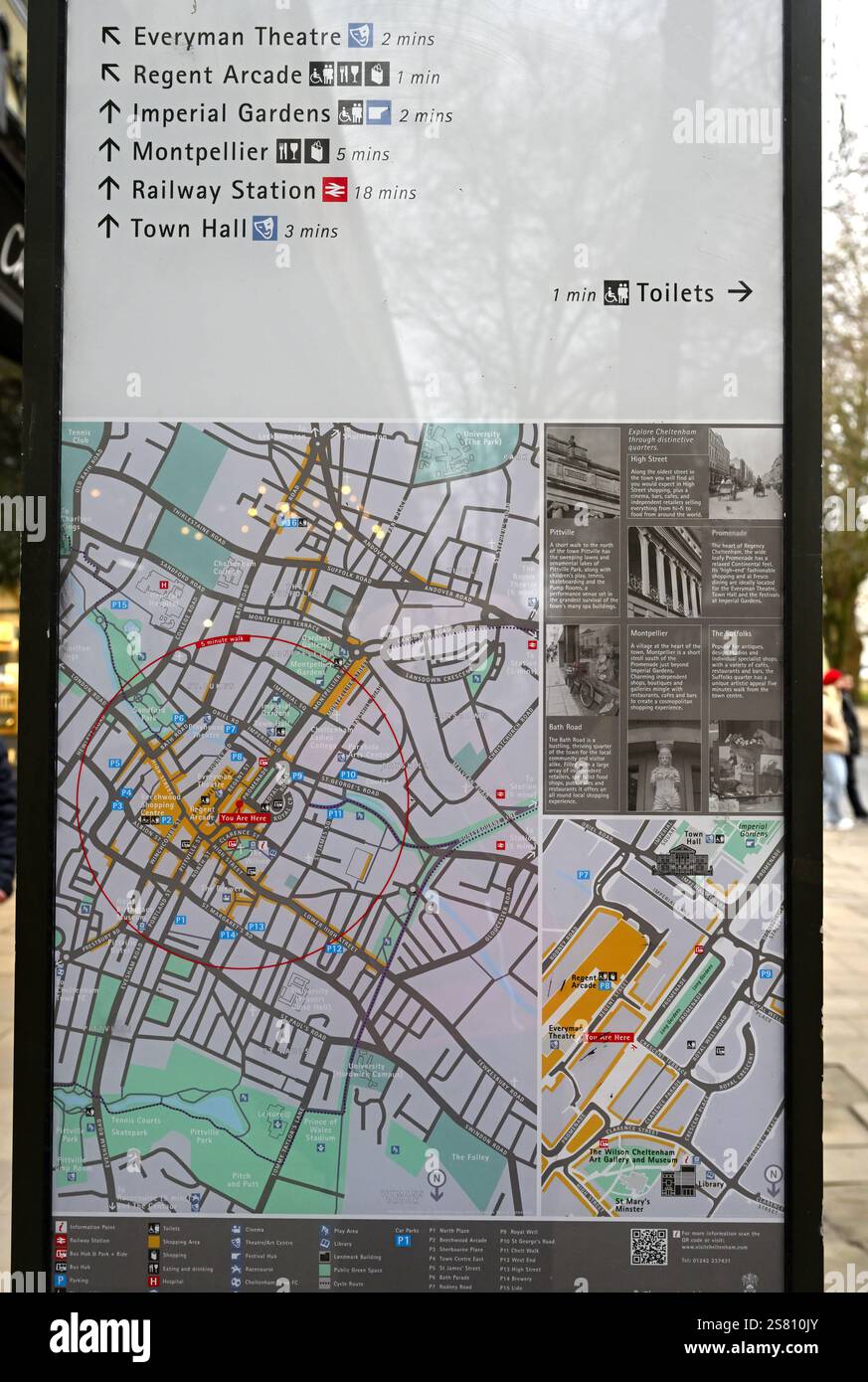 Map of central shopping area of Cheltenham, UK for visitors Stock Photo ...