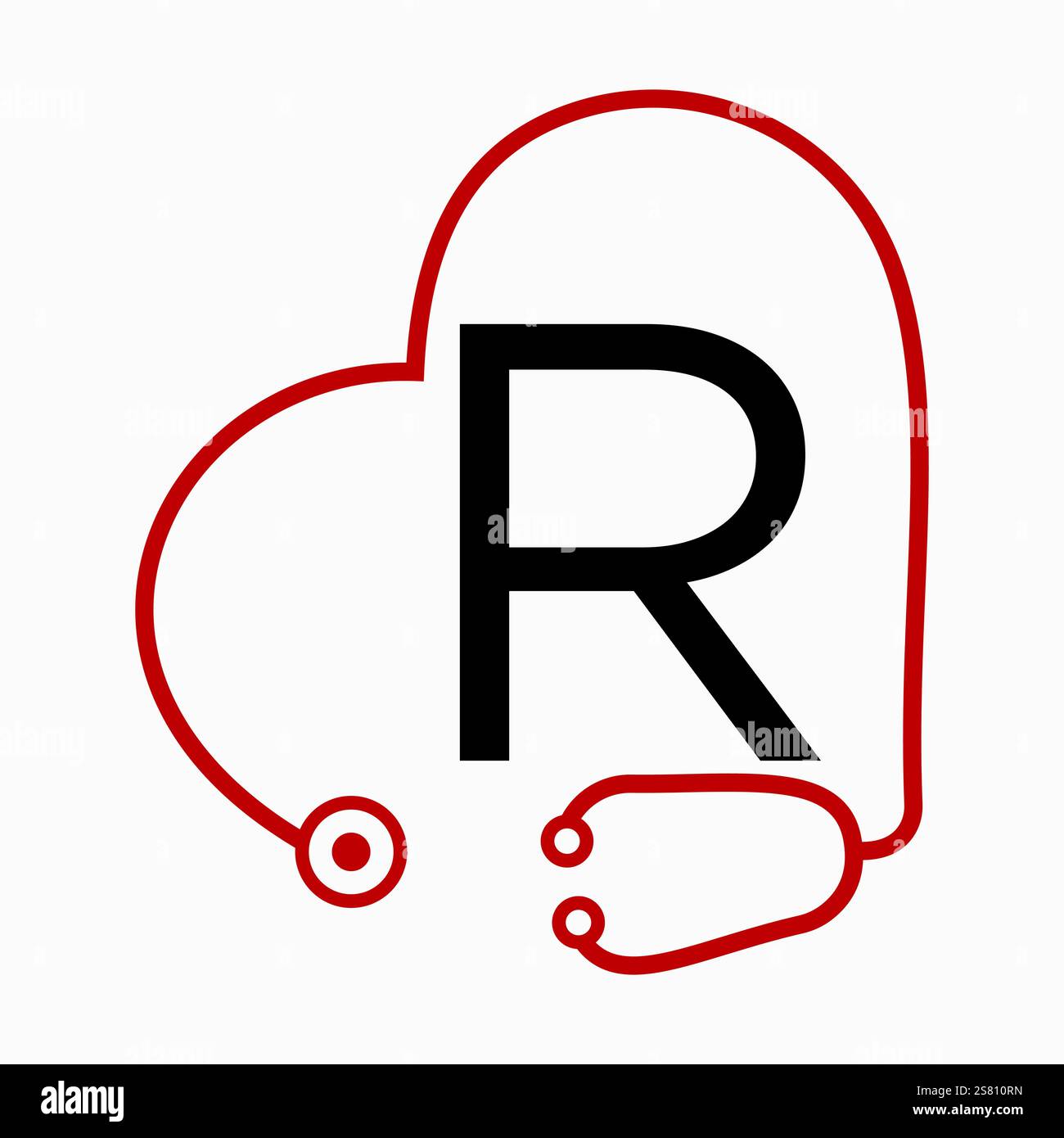Initial Letter R Health Care Logo Concept With Stethoscope Symbol ...