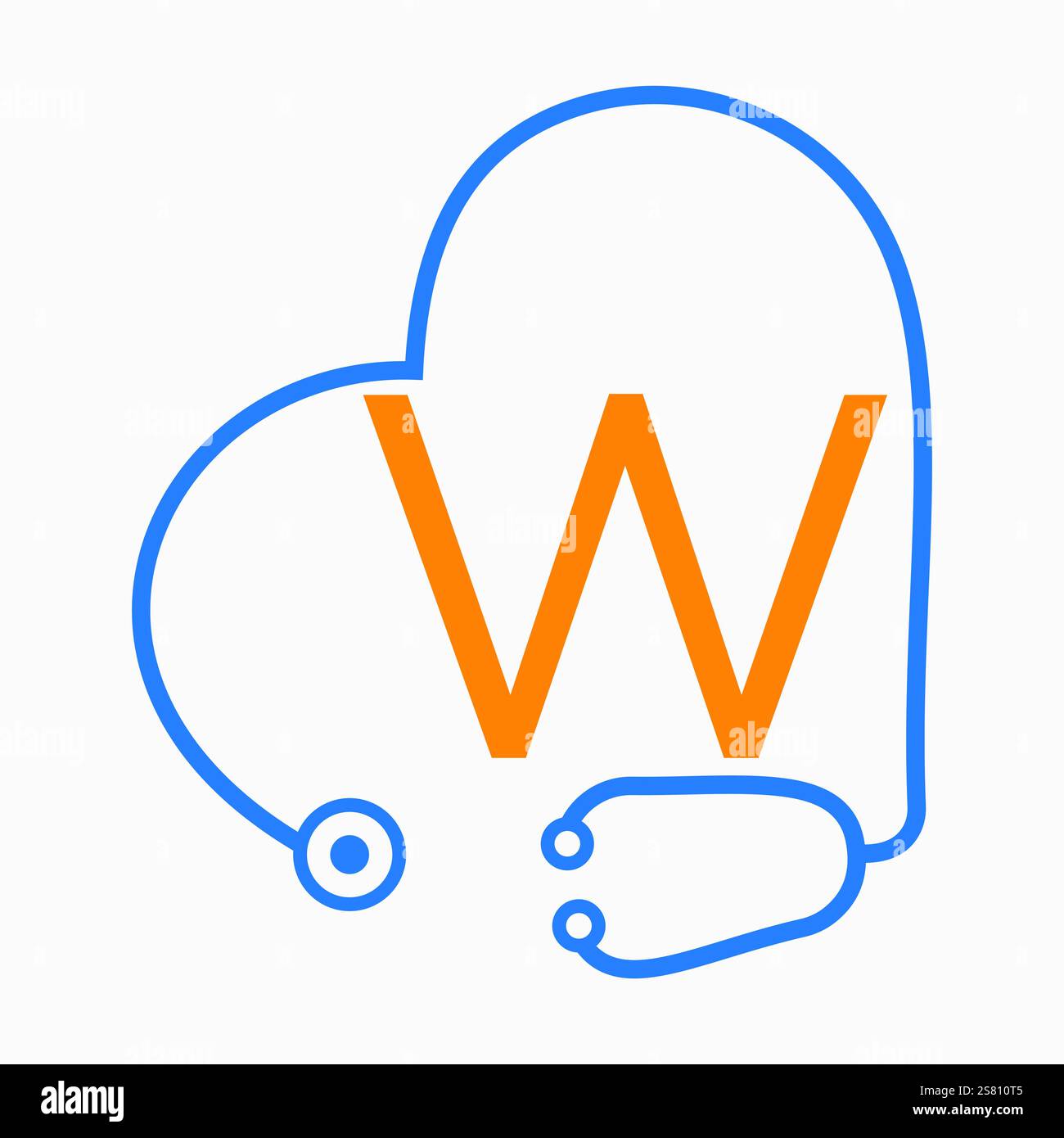 Initial Letter W Health Care Logo Concept With Stethoscope Symbol ...