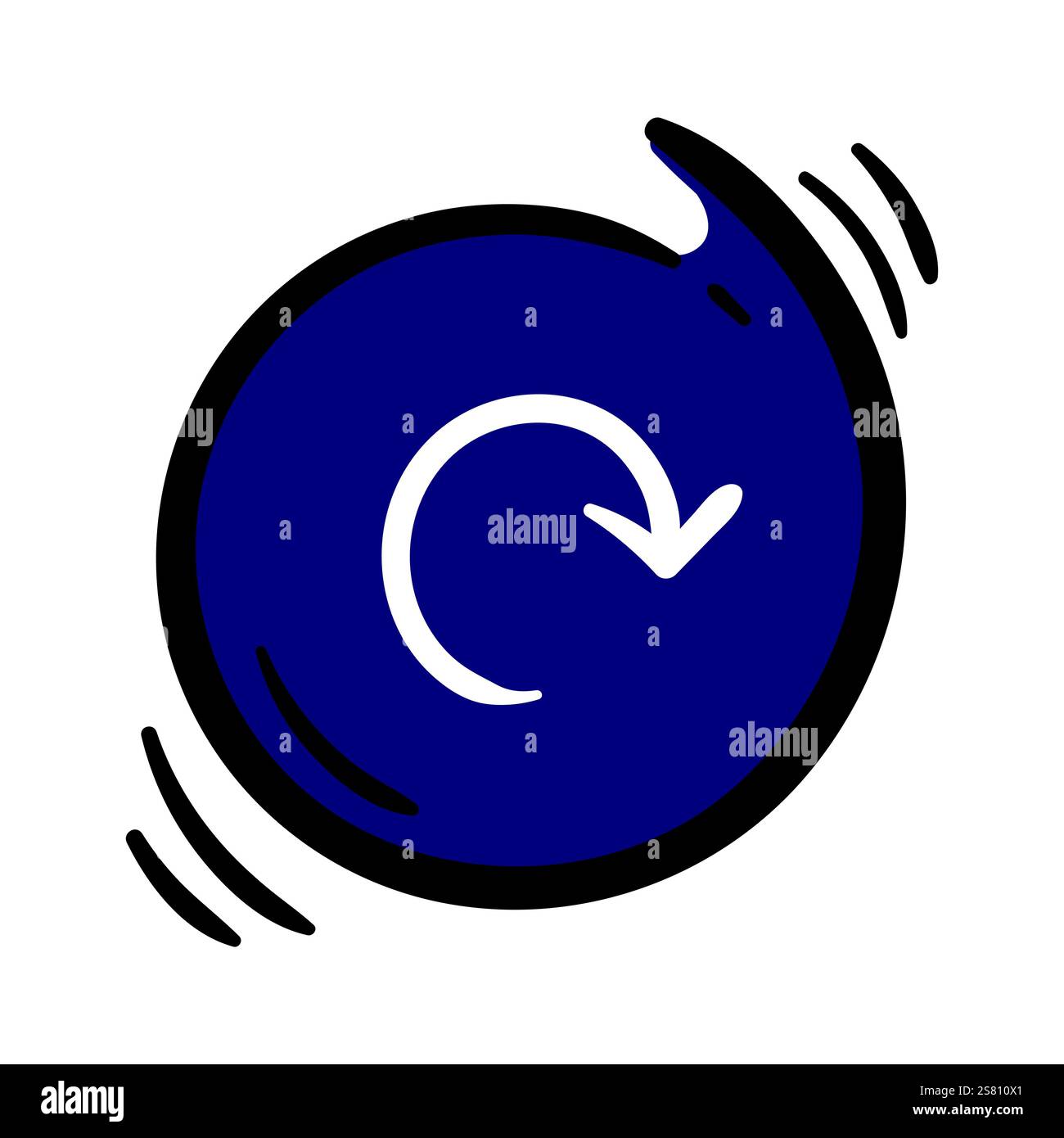 Round purple button with white round arrow. Simple vector element on ...