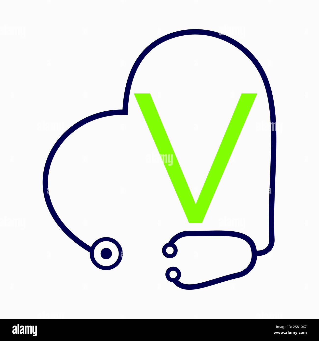 Initial Letter V Health Care Logo Concept With Stethoscope Symbol ...