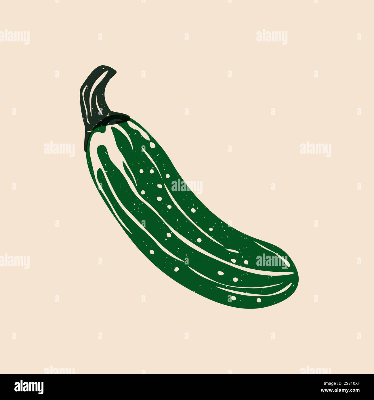 Fresh cucumber risograph effect. Cartoon organic vegetable with riso ...
