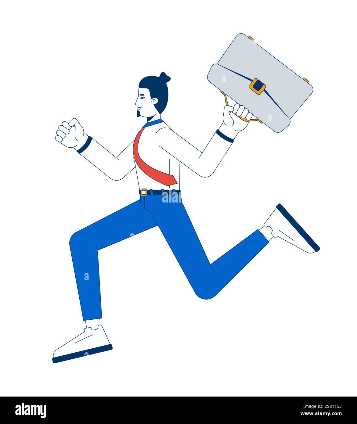 Cheerful businessman running with briefcase 2D cartoon character Stock ...