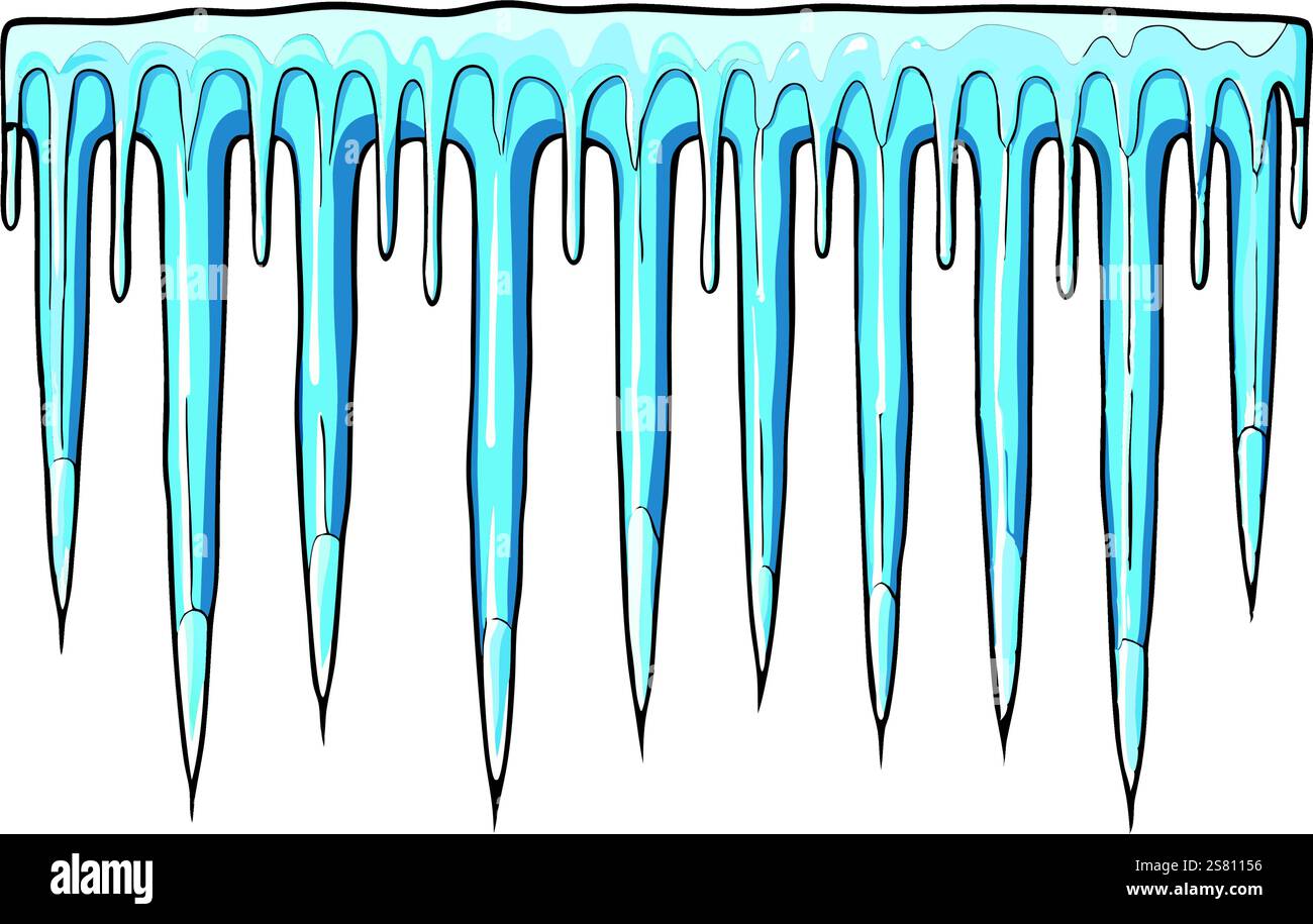 Illustration of icicles hanging with a smooth, icy texture, ideal for ...