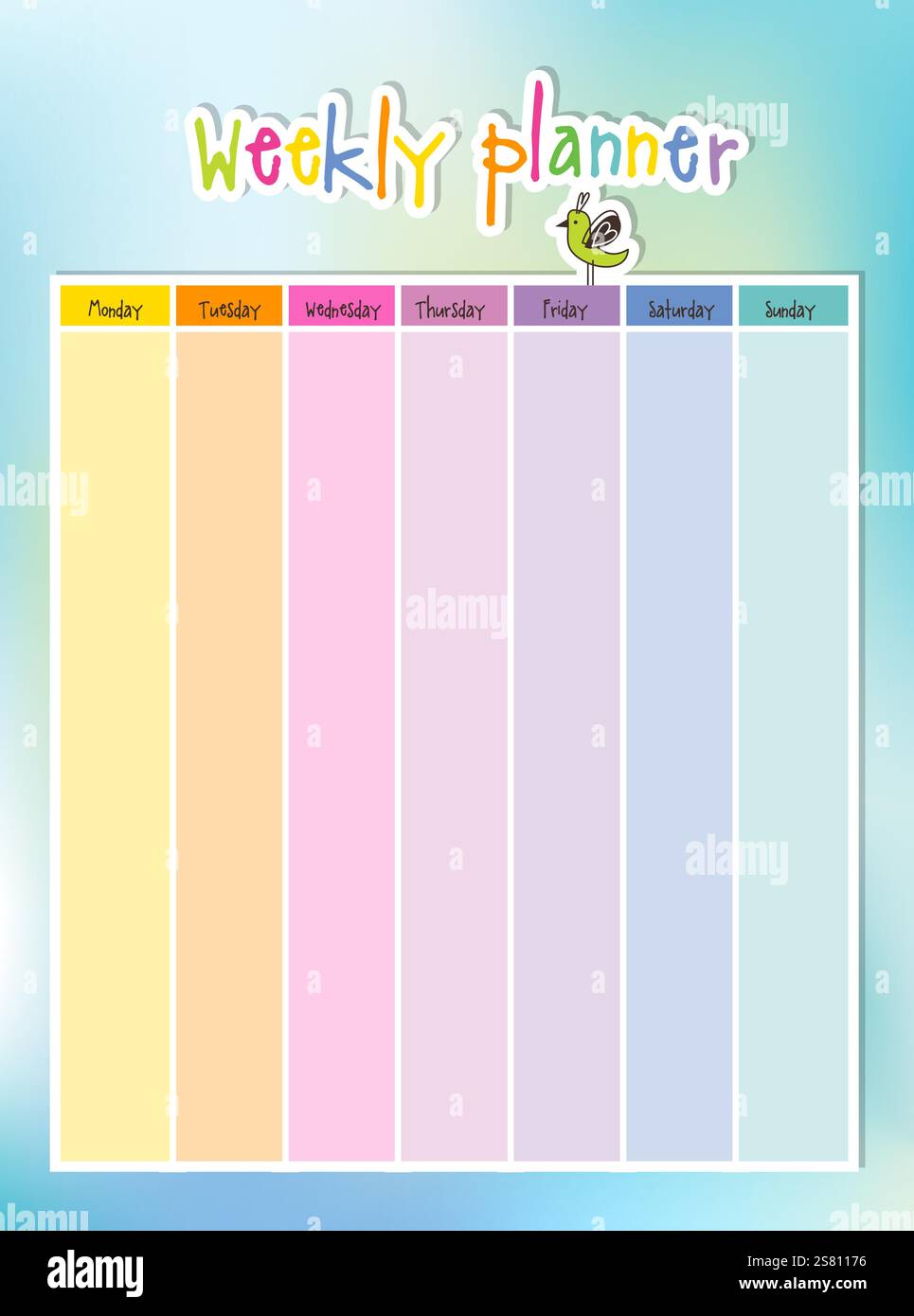 Efficient Living, Weekly planner and Notes Template Stock Vector Image ...