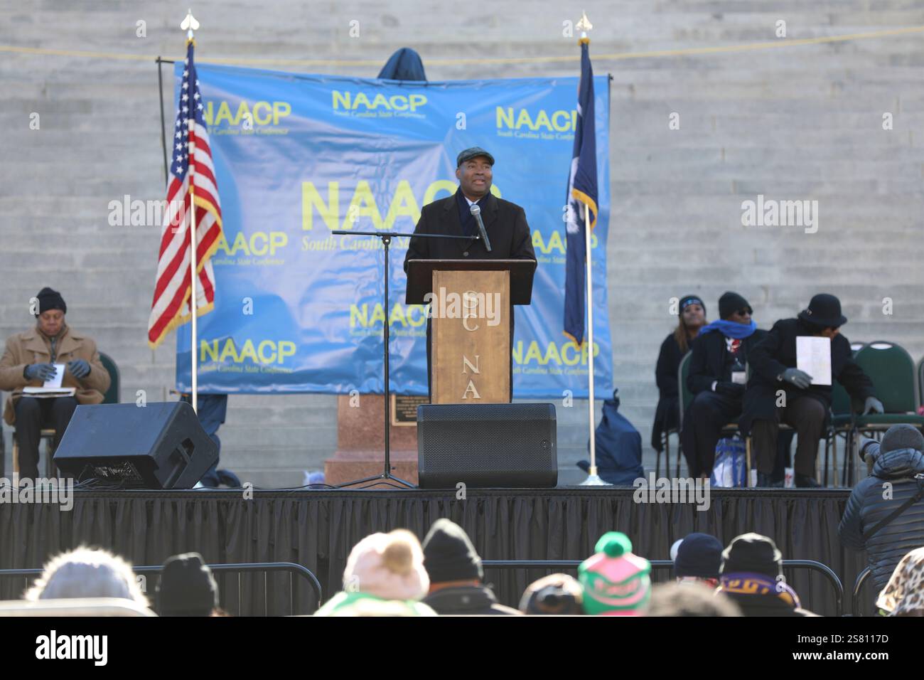 Democratic National Committee Chair Jamie Harrison speaks at a rally at ...