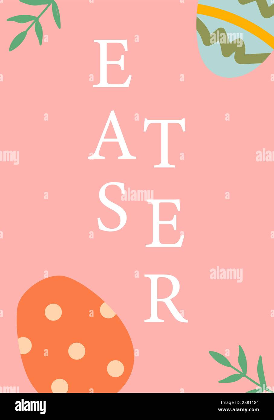 Colorful easter egg design with pastel pink background. Easter abstract ...