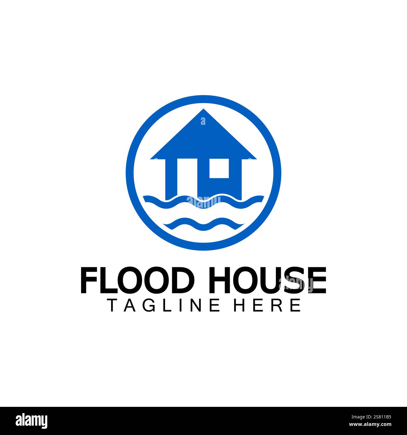 House flood icon Logo. River water natural disaster damage home vector ...