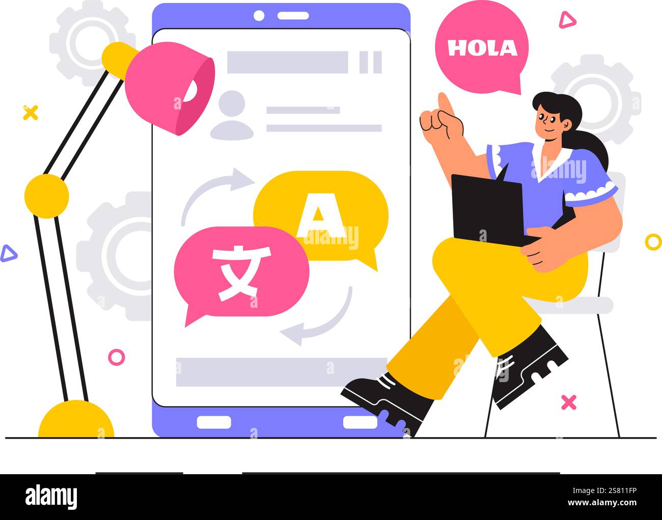 Translator Service Vector Illustration Featuring Multilanguage ...