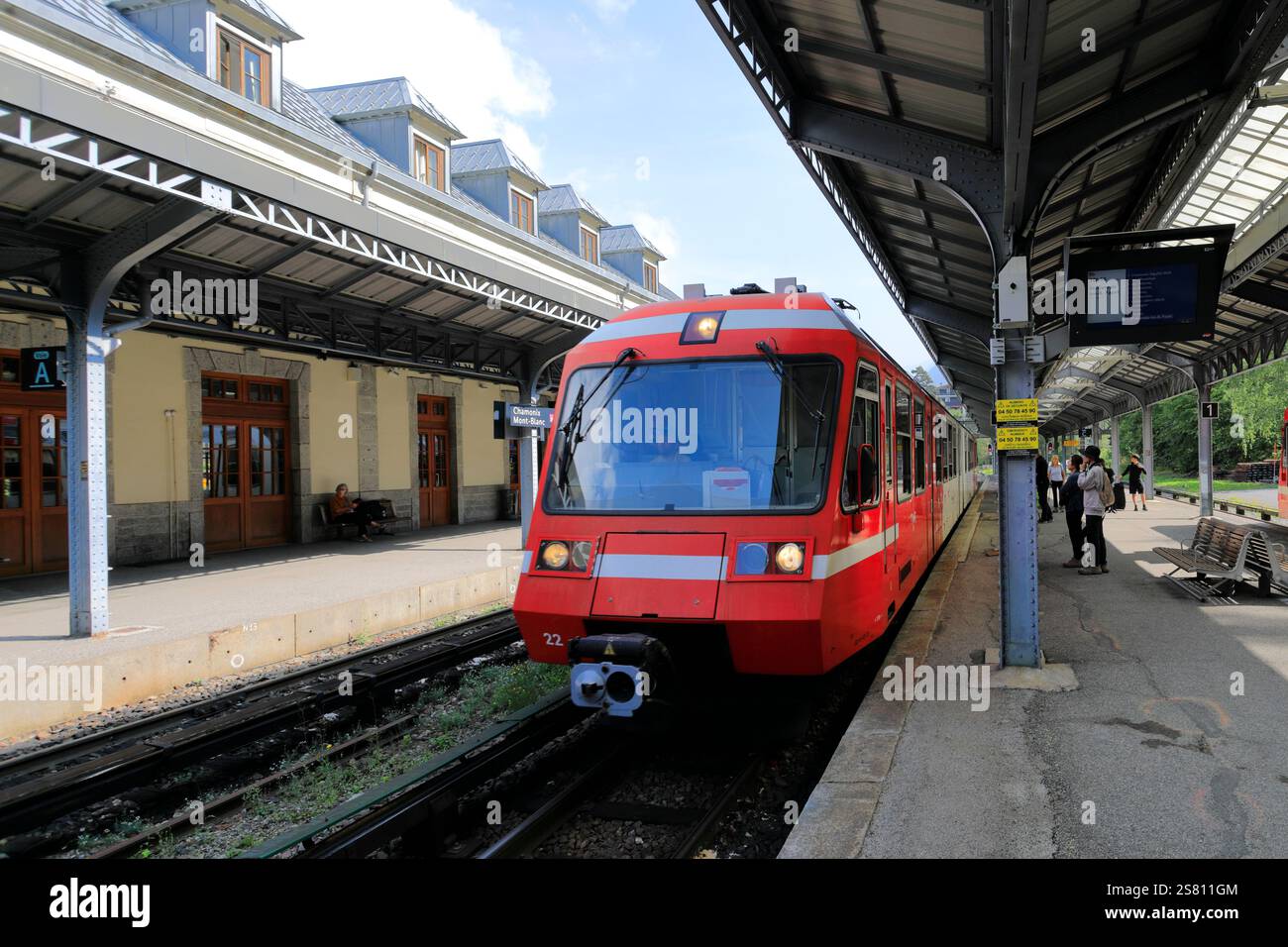 An SNCF train station In Chamonix town, Haute-Savoie, French Alps ...
