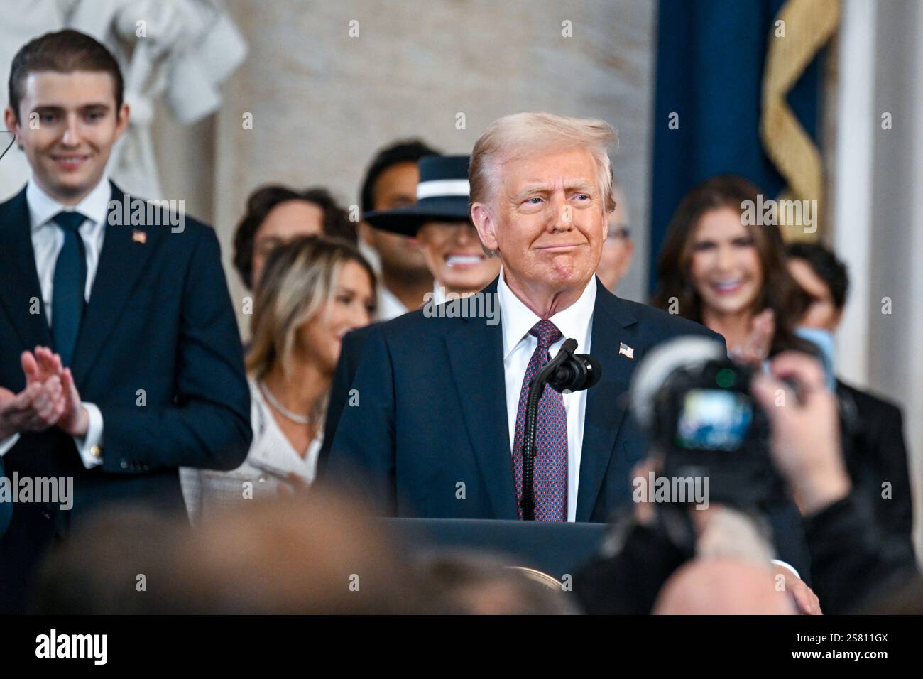 Washington, United States. 20th Jan, 2025. Donald Trump reacts during ...