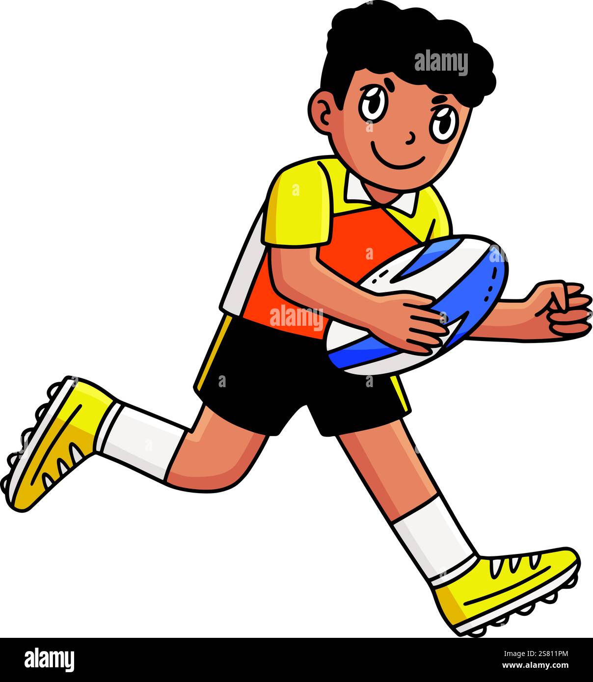 Rugby Player Running the Ball Cartoon Clipart Stock Vector Image & Art ...