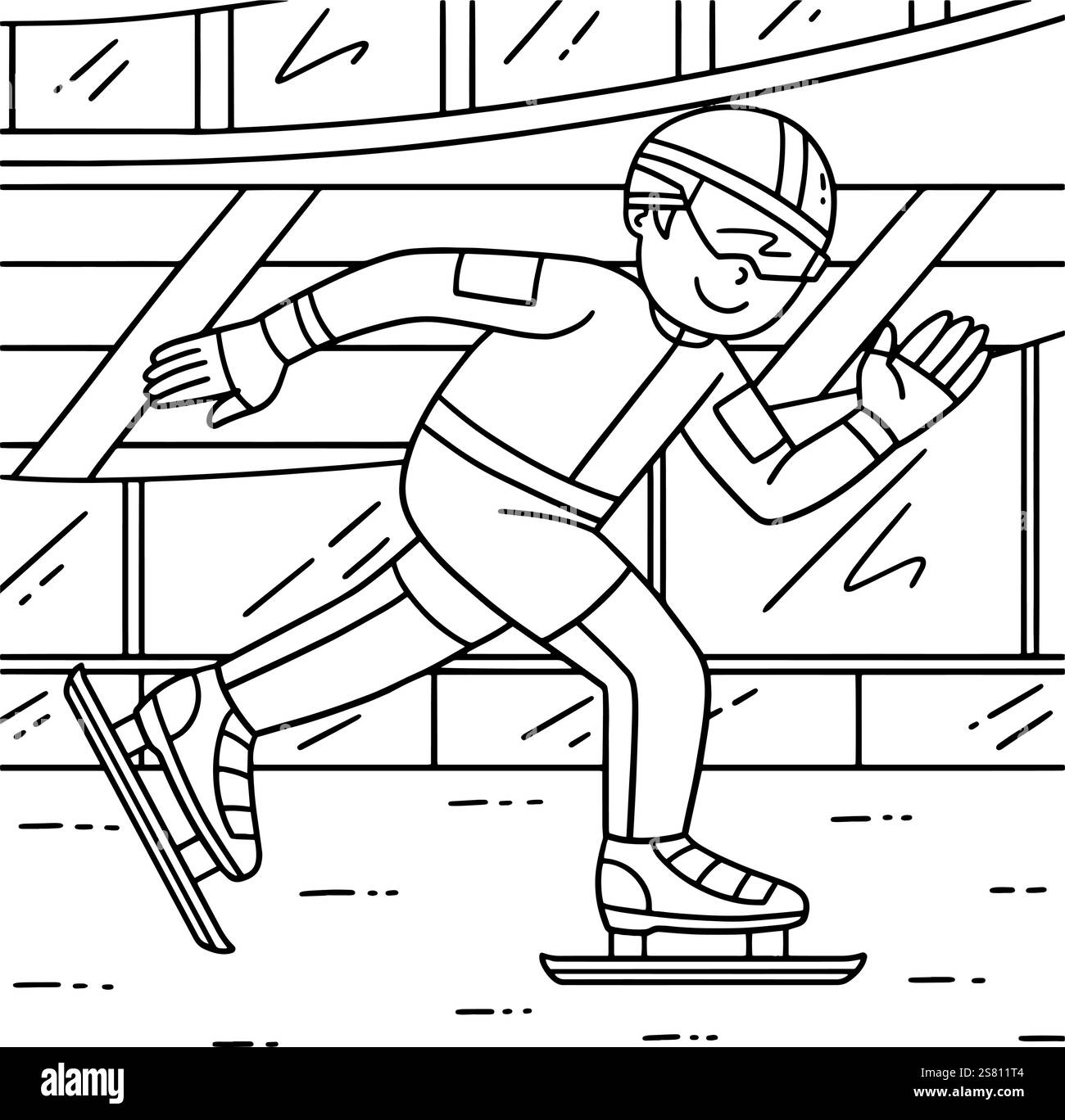 Speed Skating Male Sprinting Coloring Page Stock Vector Image & Art - Alamy