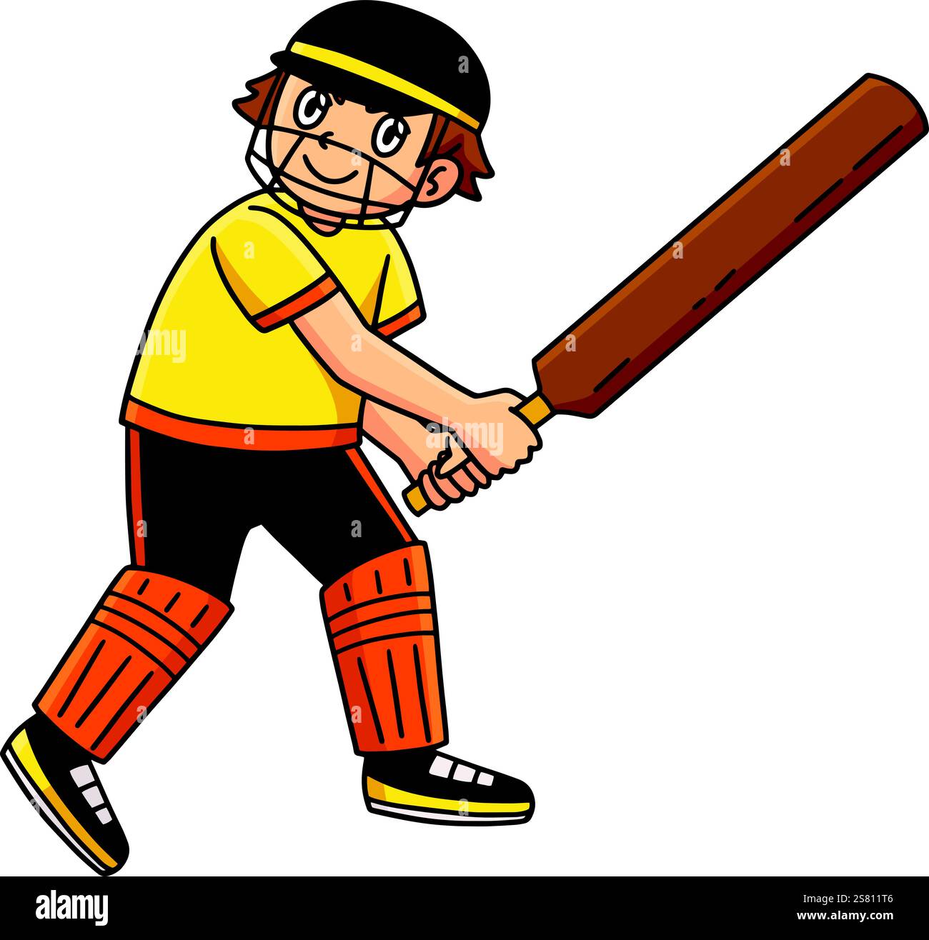 Cricket Striker Getting Ready Cartoon Clipart Stock Vector Image & Art ...