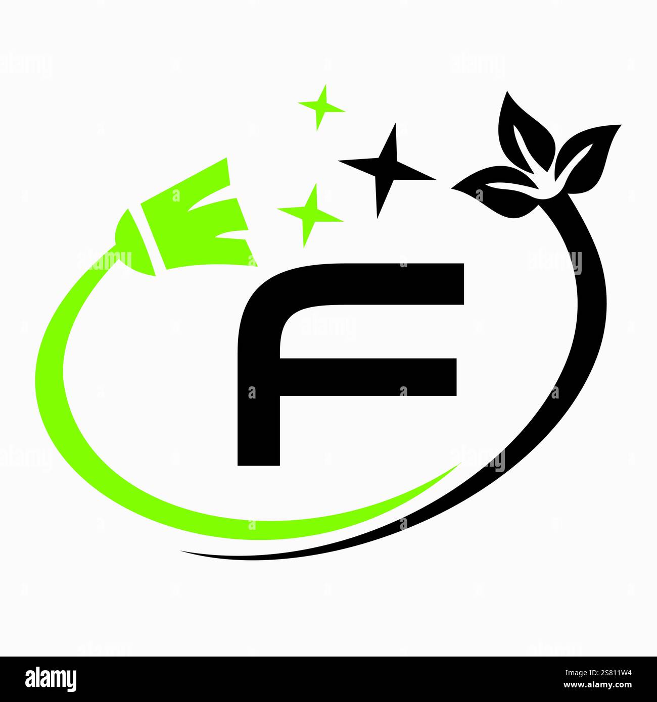 Monogram Letter F Clean Symbol Concept With Cleaning Brush Icon Vector ...
