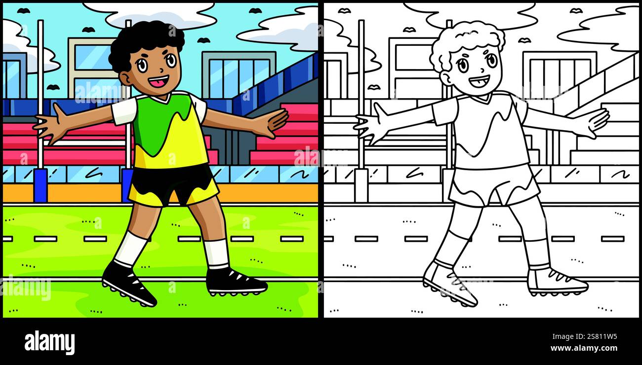 Rugby Player Fullback in Defensive Illustration Stock Vector Image ...