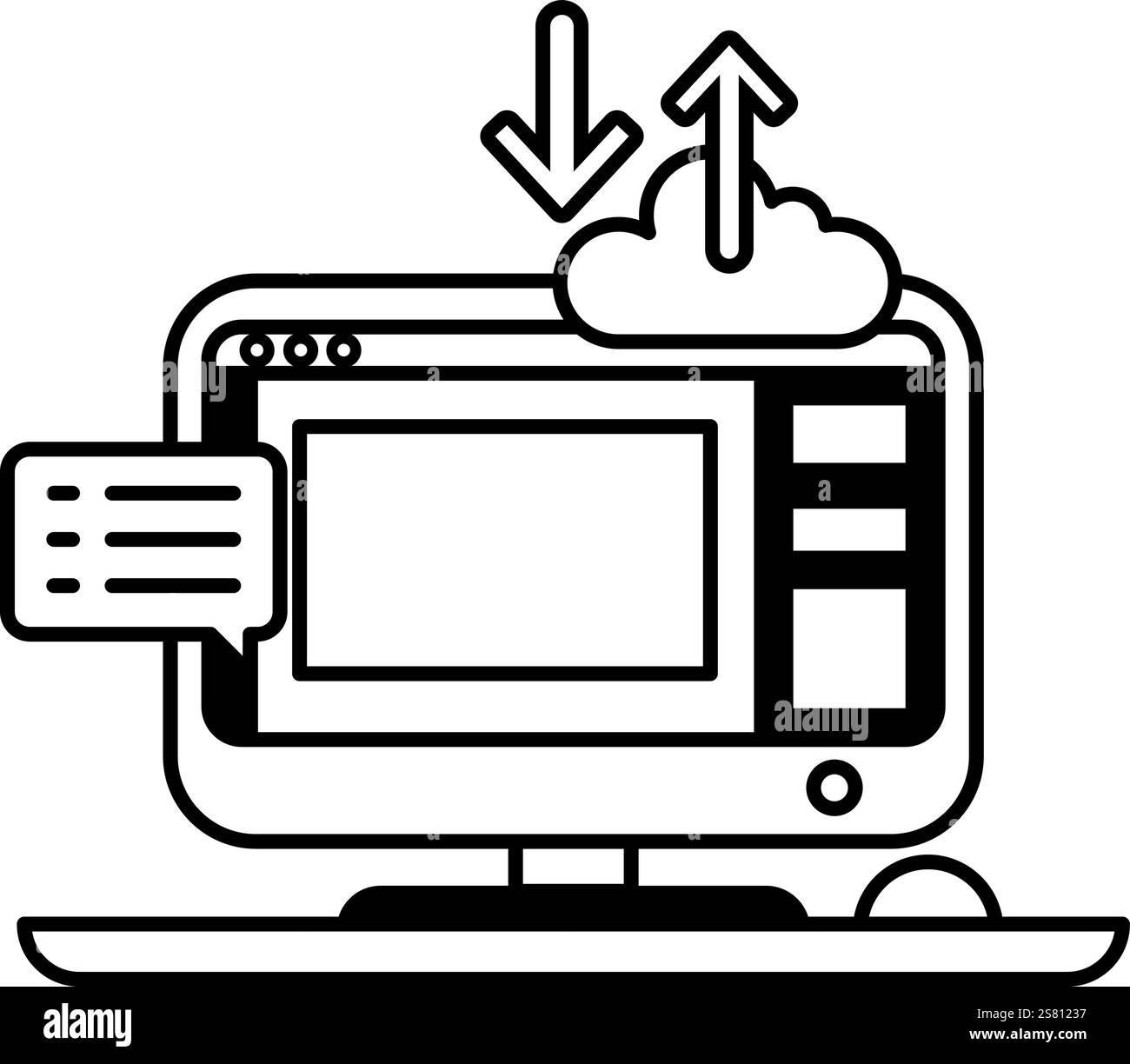 A computer monitor with a cloud and a downward arrow on it Stock Vector Image & Art - Alamy