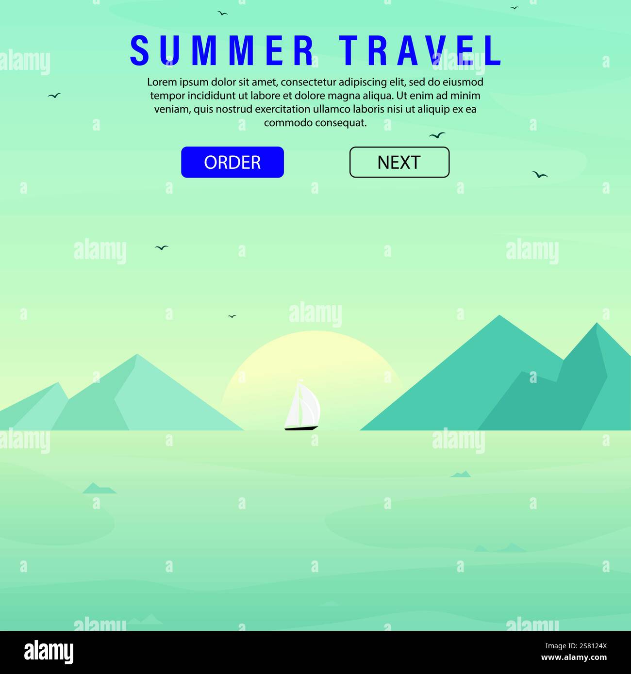 Summer camping vector banner. Welcome adventure square template with ...