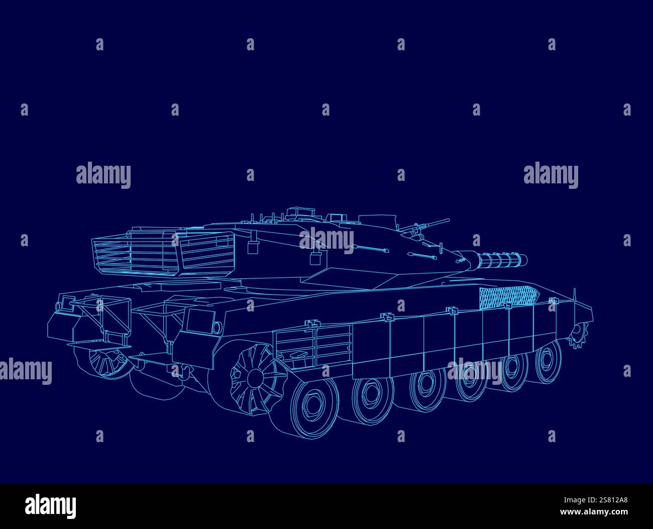 Blue tank outline. The tank is in the middle of the image Stock Vector ...