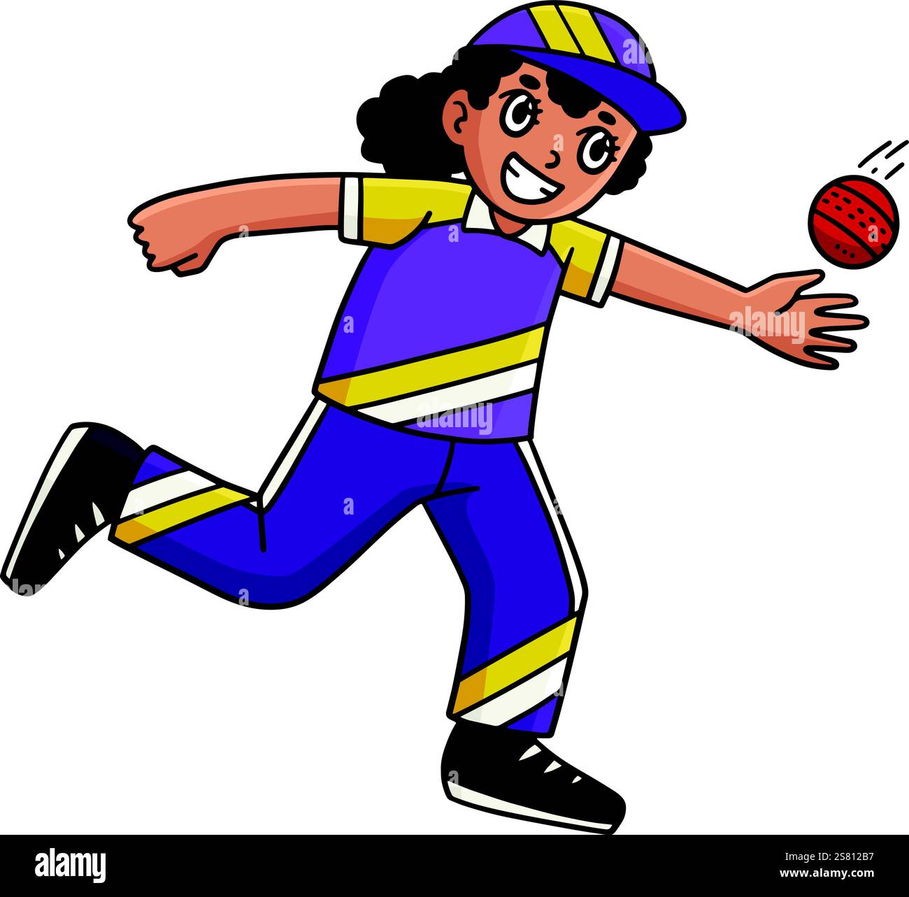 Cricket Female Fielder Catching the Ball Clipart Stock Vector Image ...