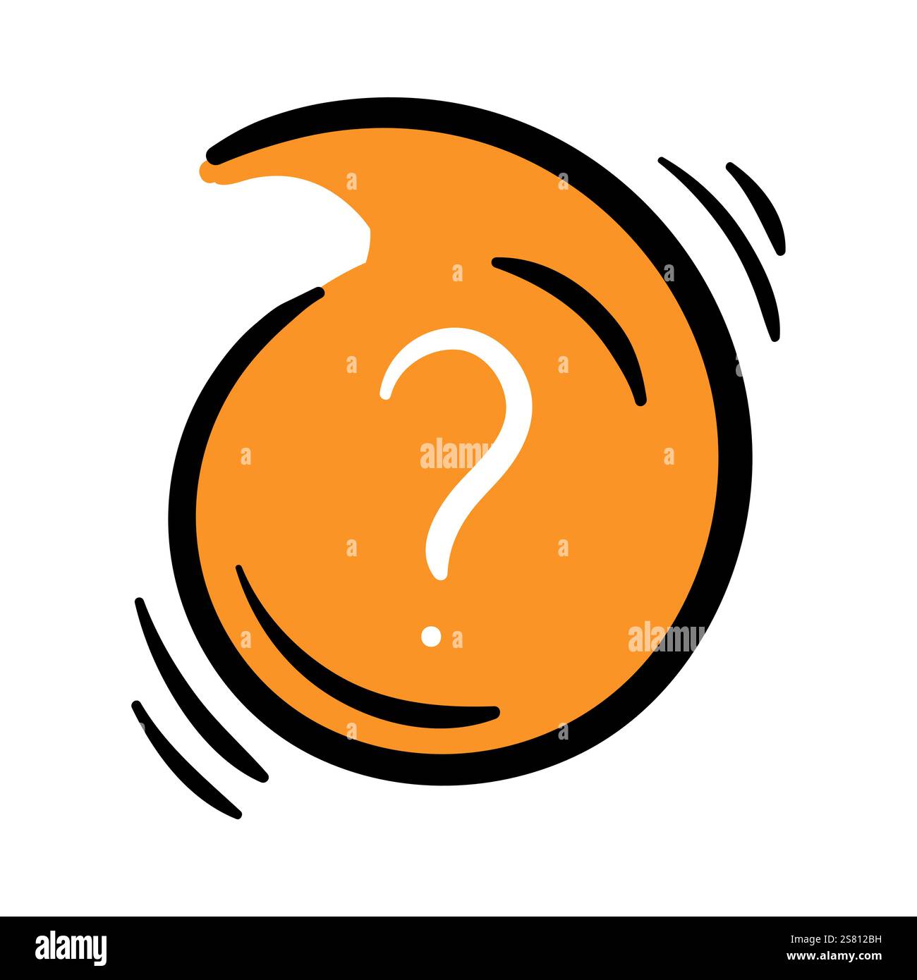 Round orange button with a white question mark. Vector element on white ...