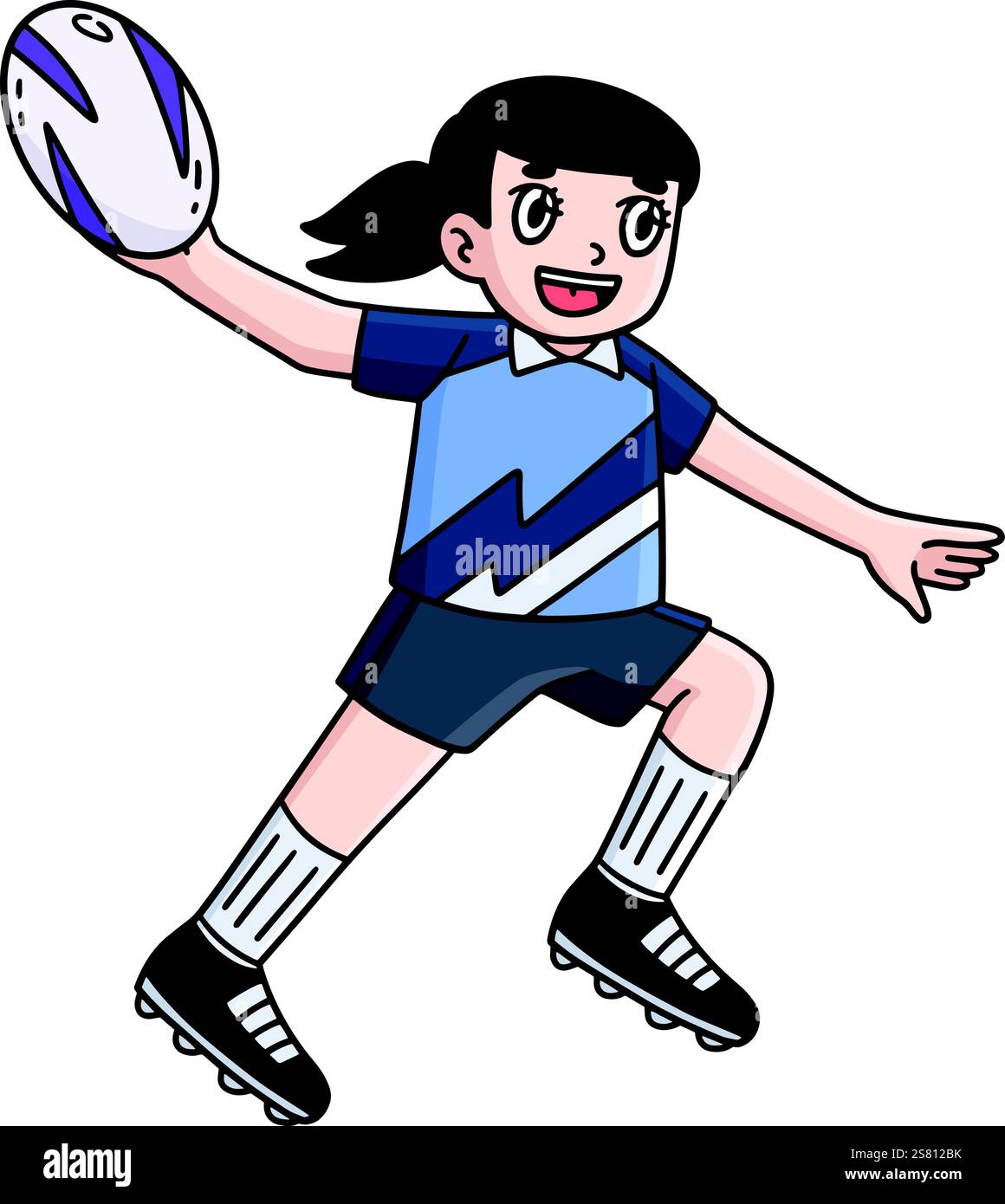 Female Rugby Player Passing Ball Cartoon Clipart Stock Vector Image ...