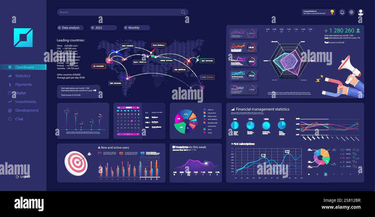 Dashboard ui admin panel Stock Vector Images - Alamy
