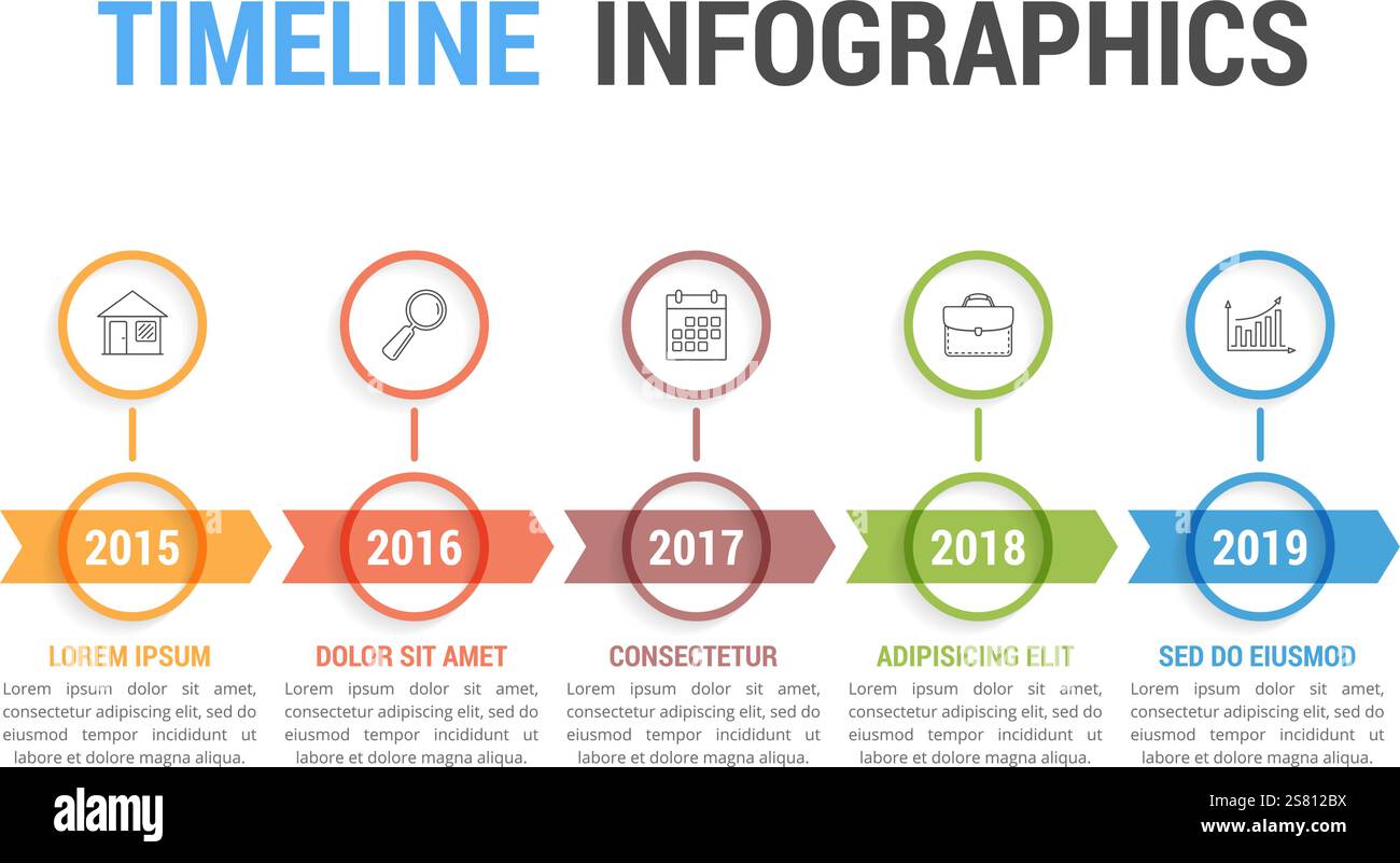Timeline infographics with arrows with 5 steps, workflow, process ...