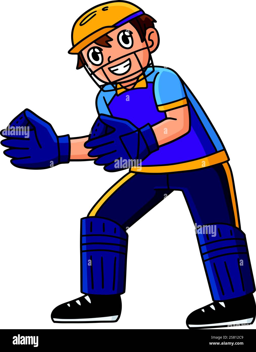 Cricket Wicketkeeper Catching Cartoon Clipart Stock Vector Image & Art ...
