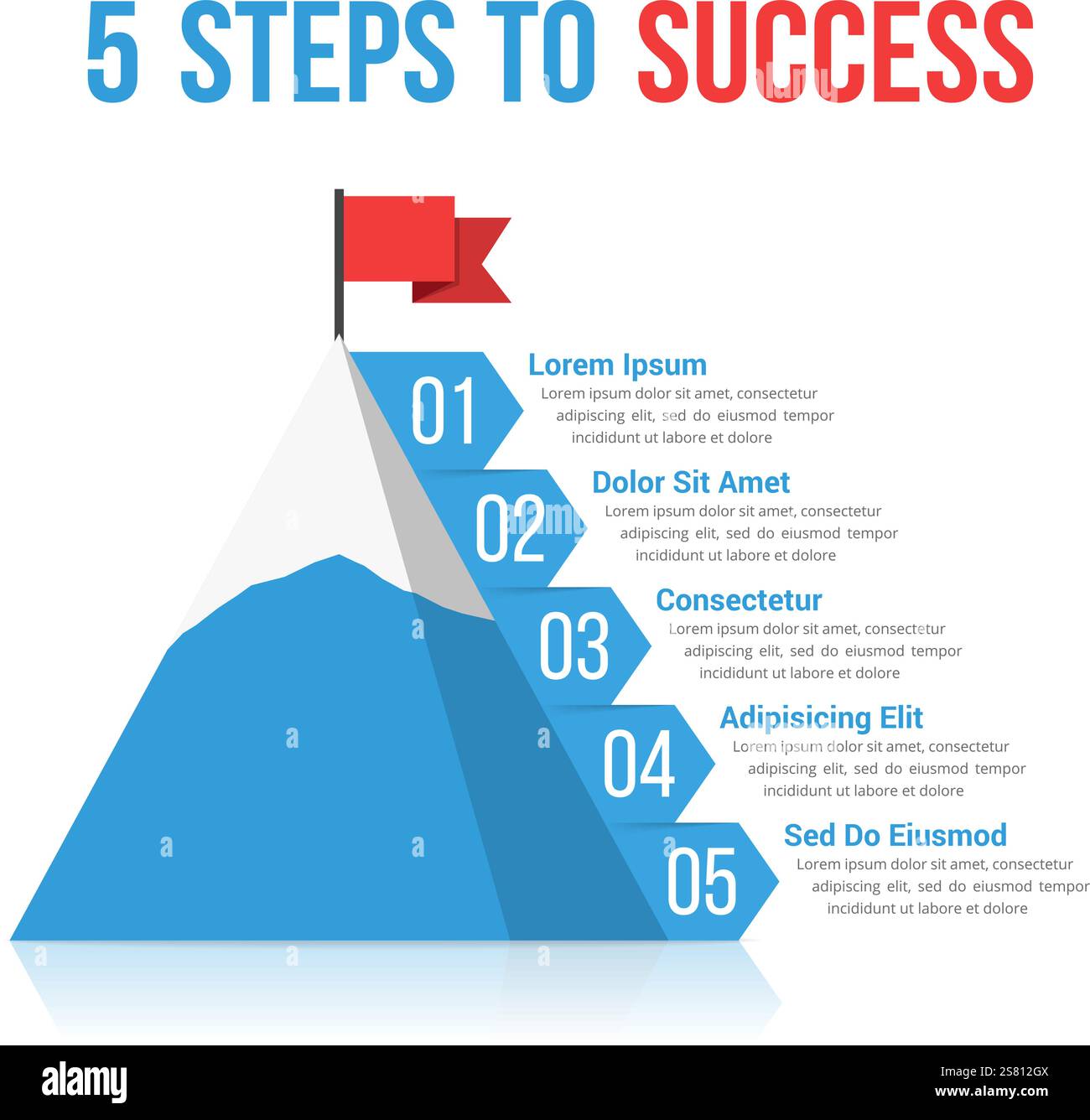 5 Steps to success infographics, leadership or motivation concept ...