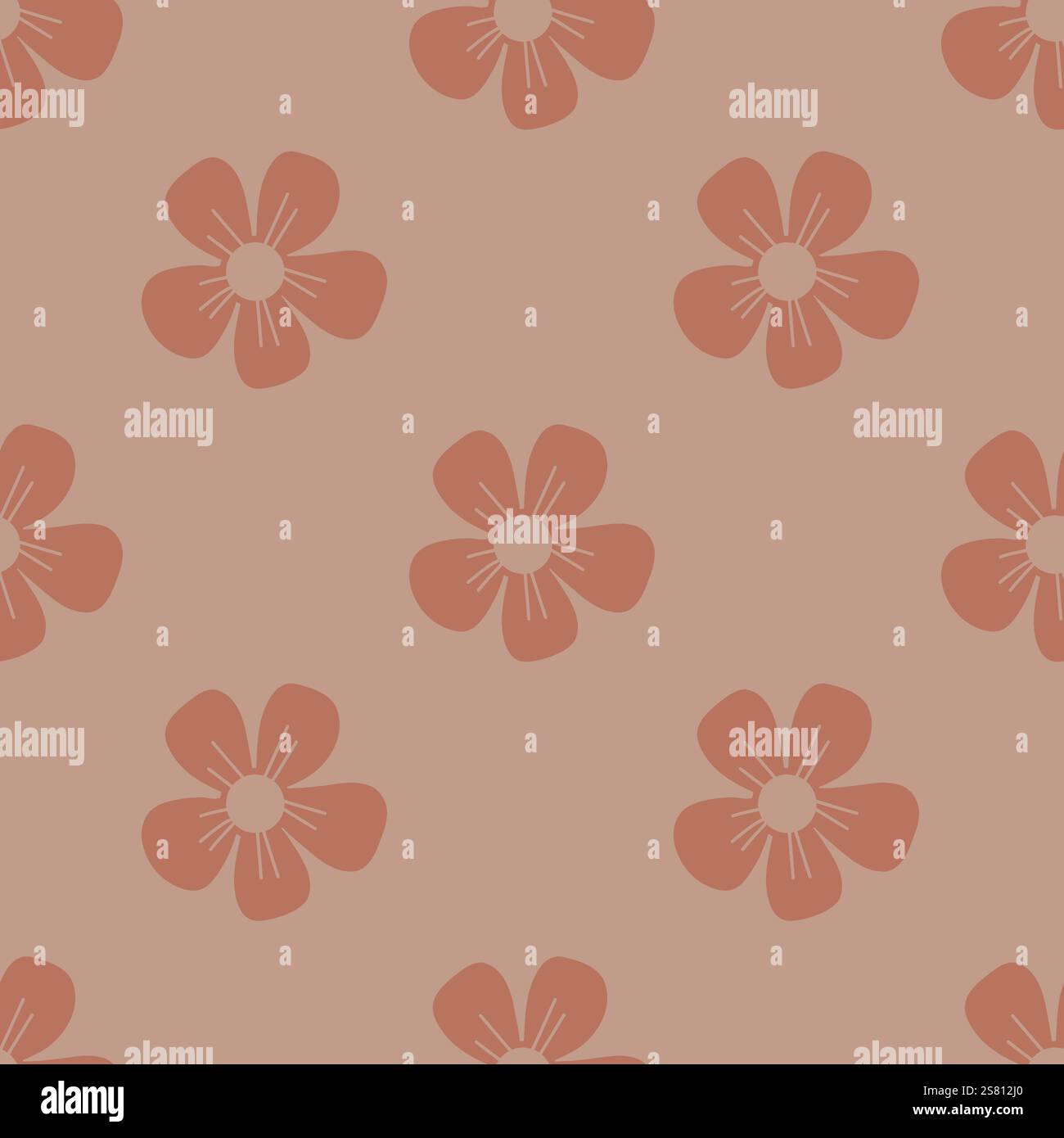 Seamless Floral Pattern. Elegant flowers on brown background. Minimal ...