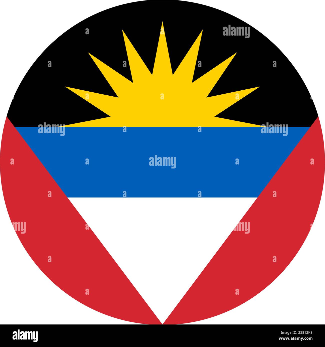 Flag of Antigua and Barbuda round shape, national symbol Stock Vector ...