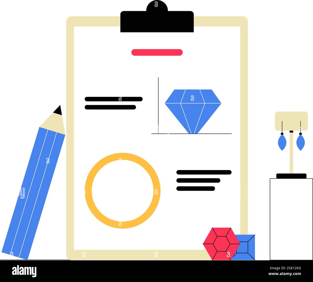 Jewelry Designer Tools And Clipboard With Sketch In Flat Vector ...