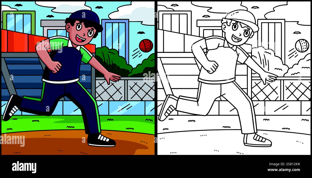 Cricket Fielder Throwing Ball Back Illustration Stock Vector Image ...