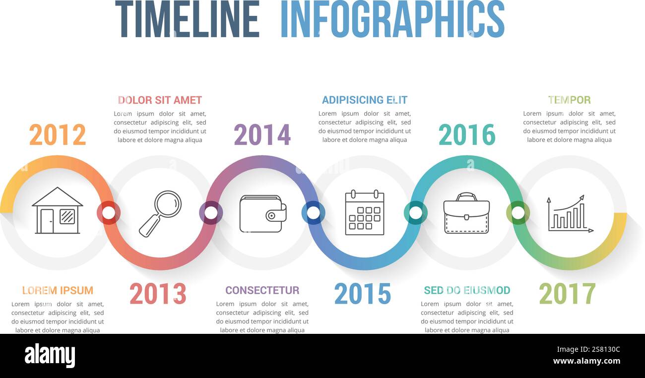 Timeline infographics template, soft color gradients, vector eps10 ...
