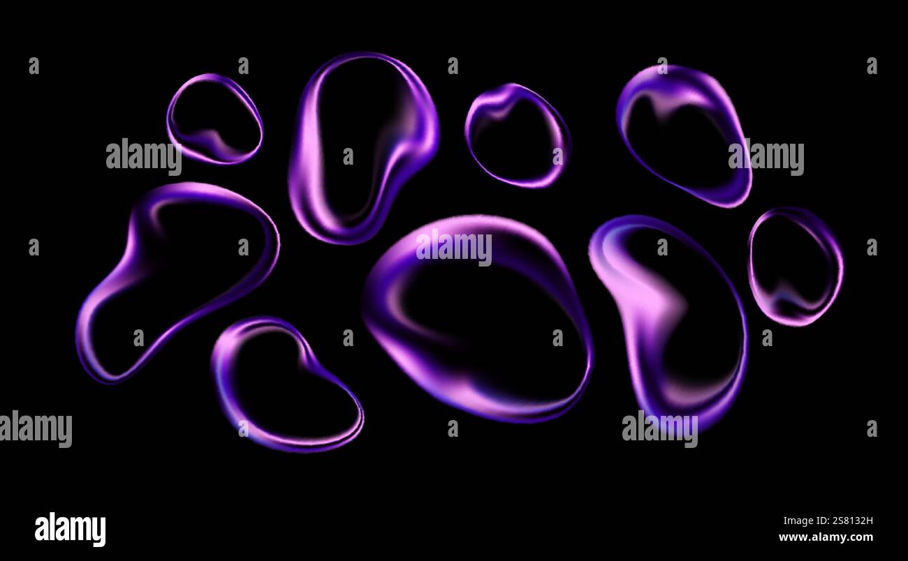 Abstract Purple Liquid Shapes on Black Background. Vivid abstract ...