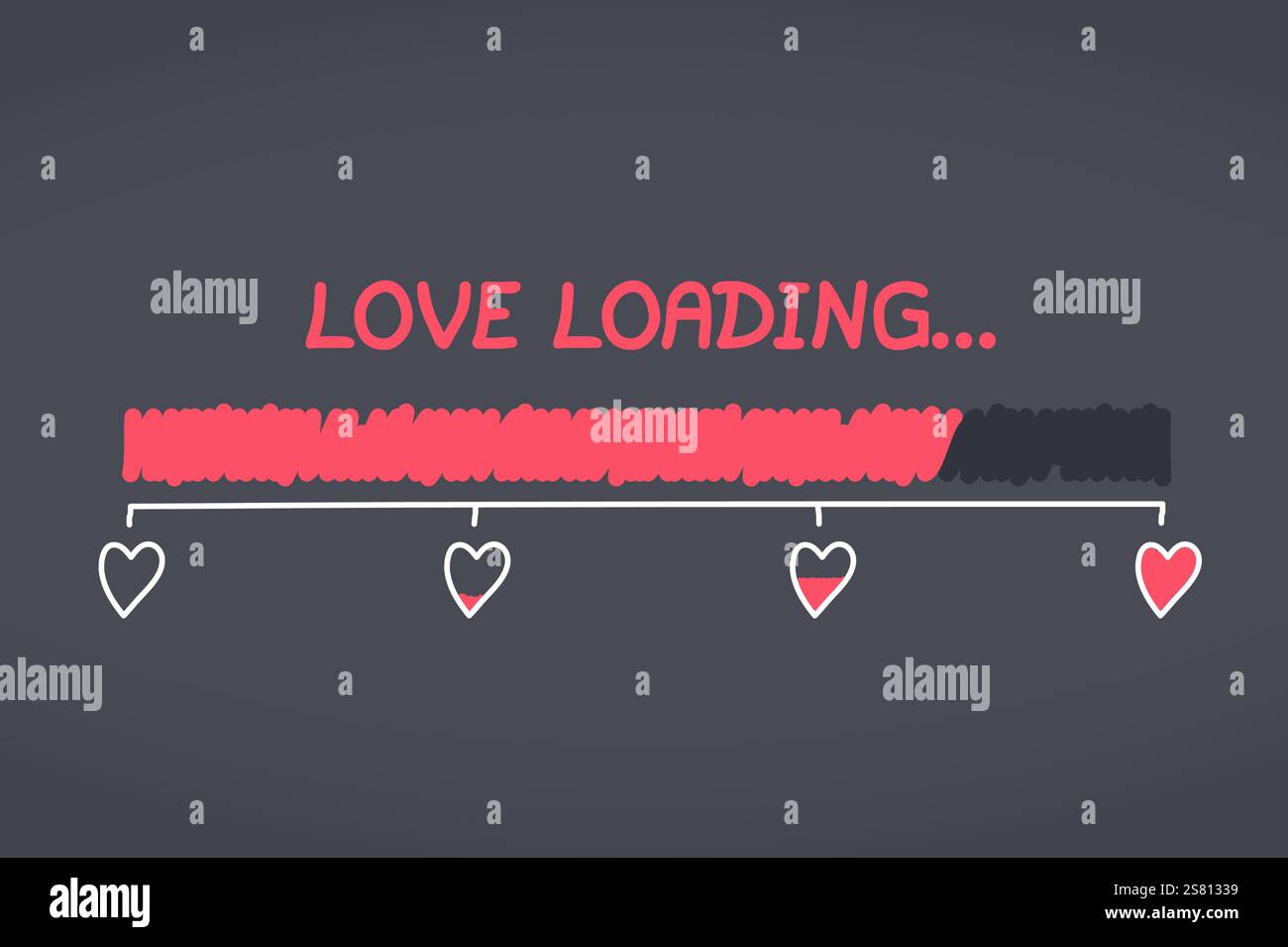 Hand drawn progress bar with hearts, vector eps10 illustration Stock ...
