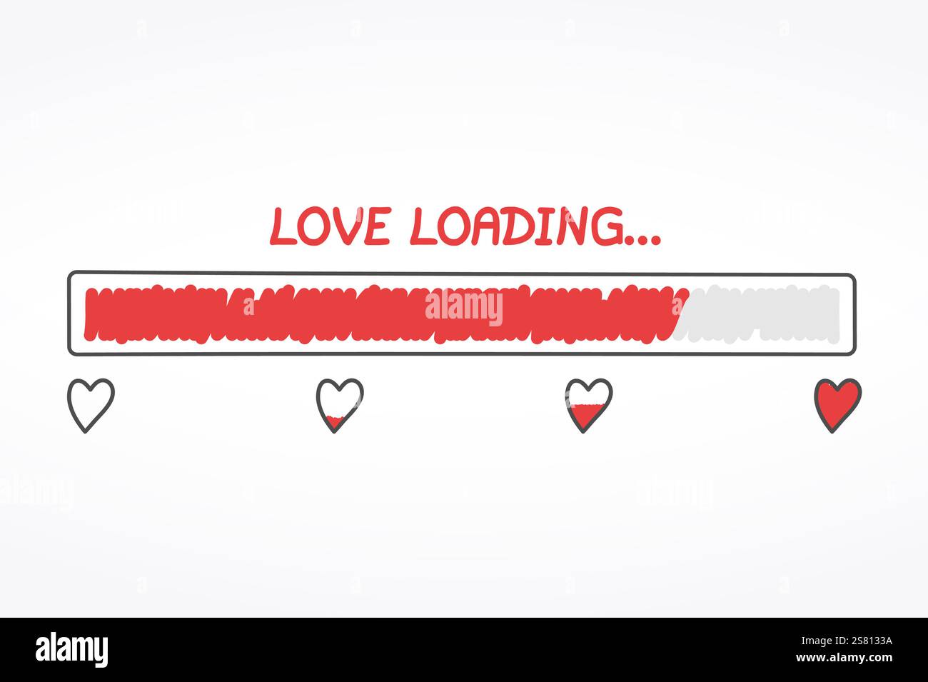Hand drawn progress bar with hearts, vector eps10 illustration Stock ...