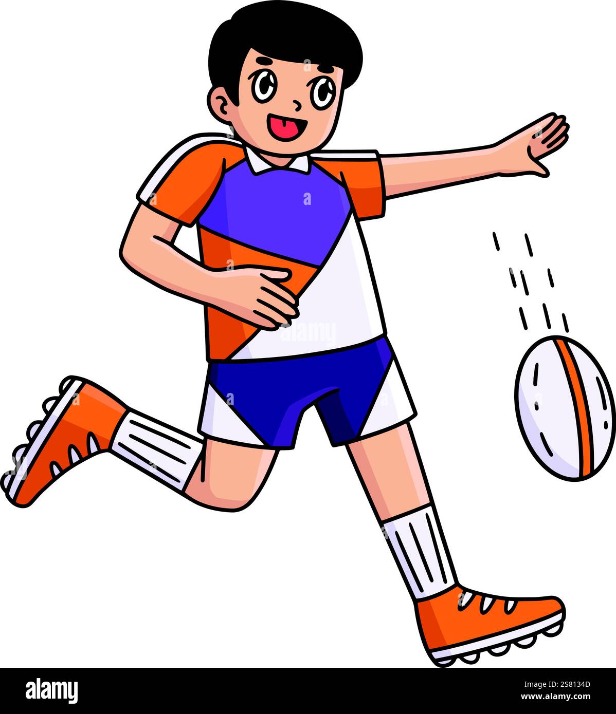 Rugby Player doing a Short Punt Cartoon Clipart Stock Vector Image ...