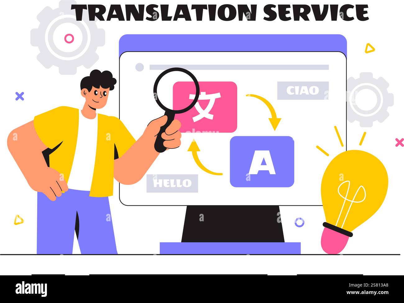 Translator Service Vector Illustration Featuring Multilanguage ...