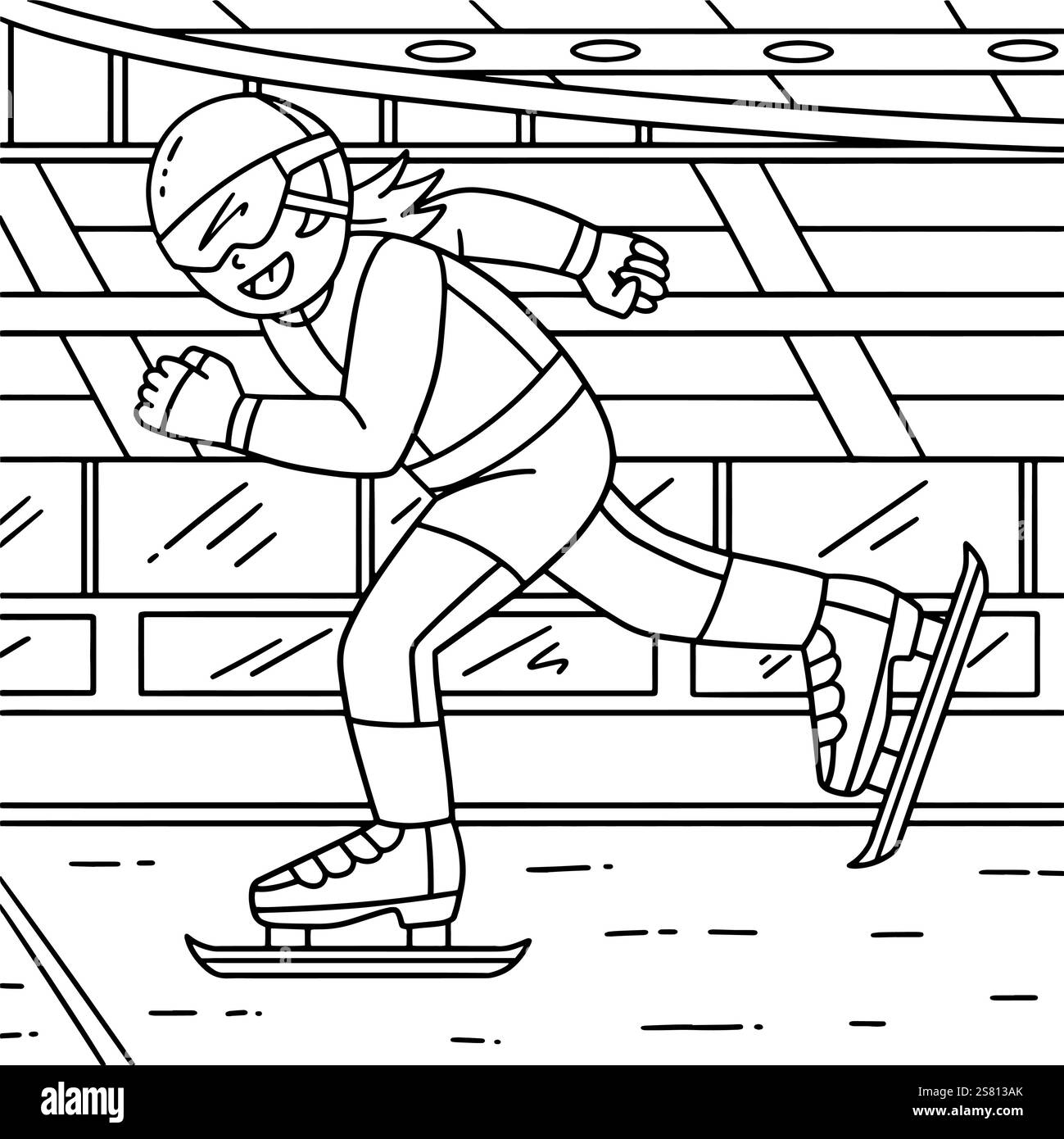 Speed Skating Female Sprinting Coloring Page Stock Vector Image & Art ...